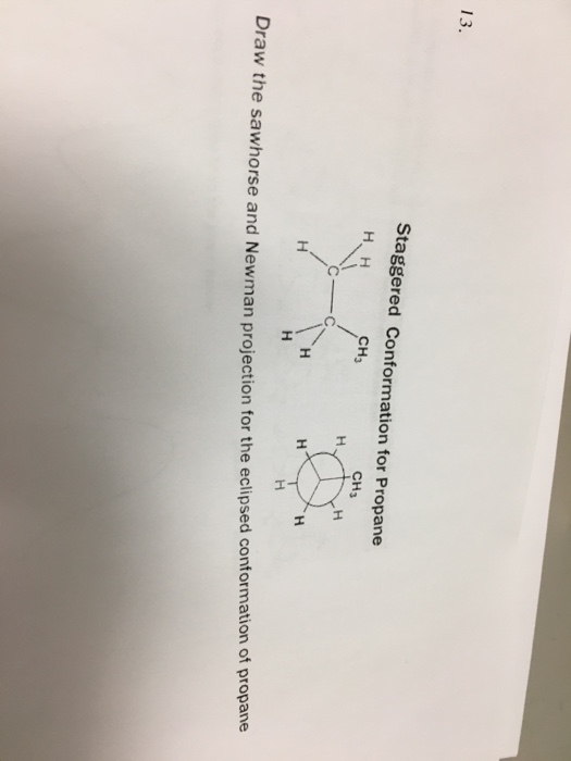 Solved Staggered conformation for Propane Draw the sawhorse | Chegg.com