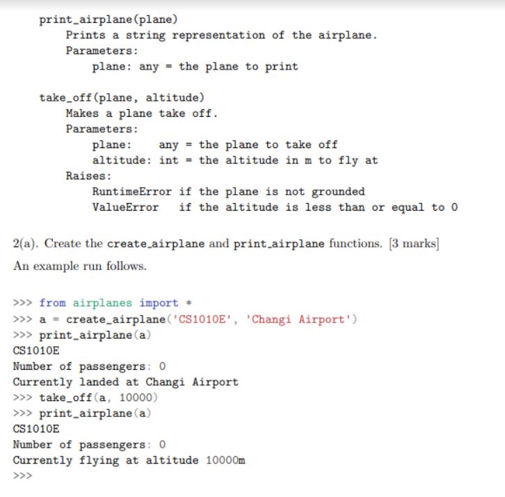 Solved Your task is to create an airplanes module that | Chegg.com
