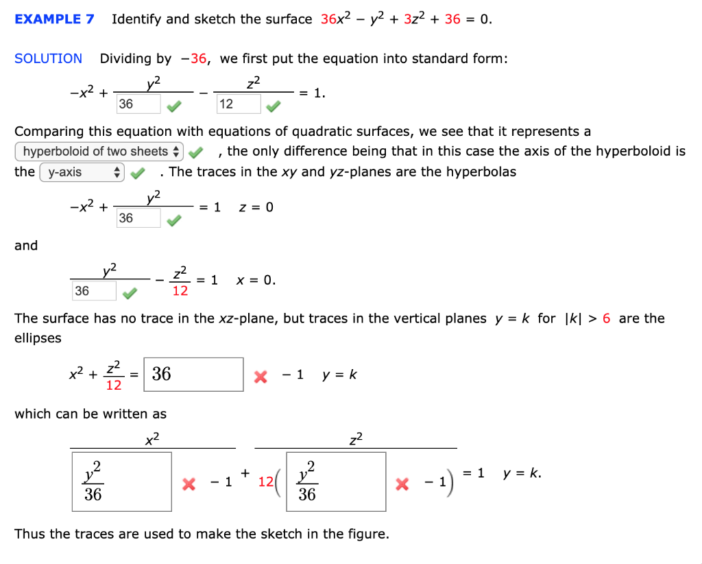 Solved EXAMPLE 7 Identify and sketch the surface 36x2 - y2 + | Chegg.com