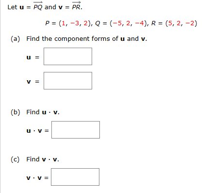 Solved Let u=vec(PQ) ﻿and | Chegg.com