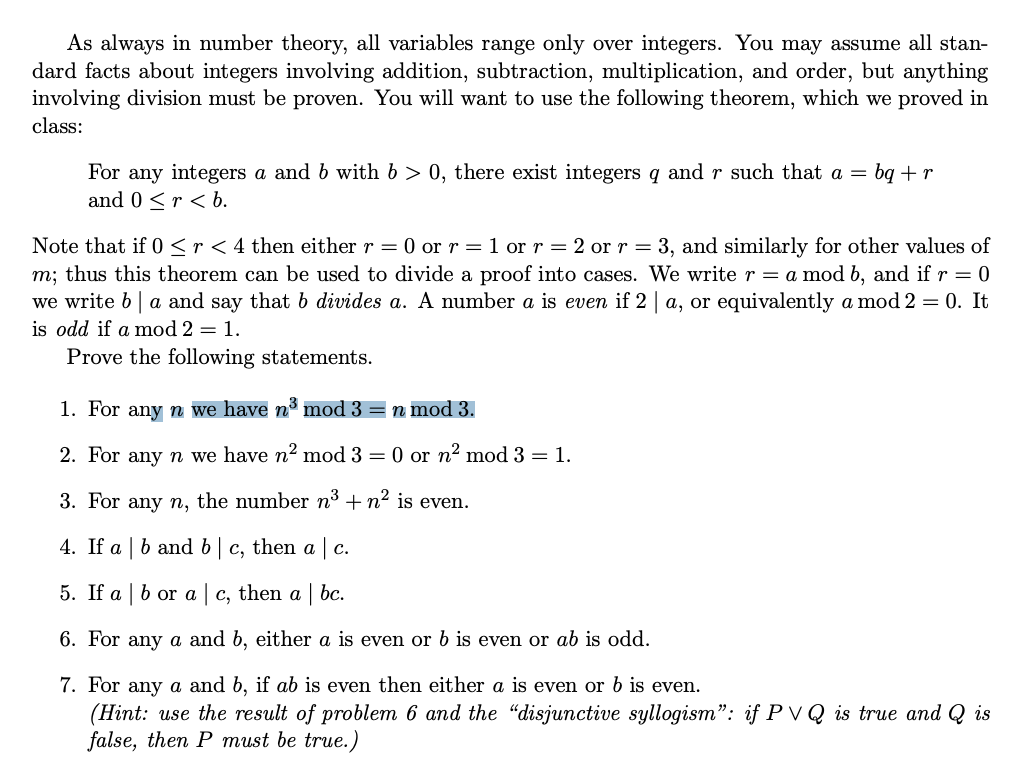 Solved As always in number theory, all variables range only | Chegg.com