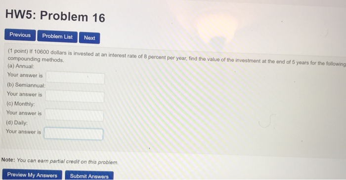 Solved Hw5 Problem 16 Previous Problem Listnext 1 Point 