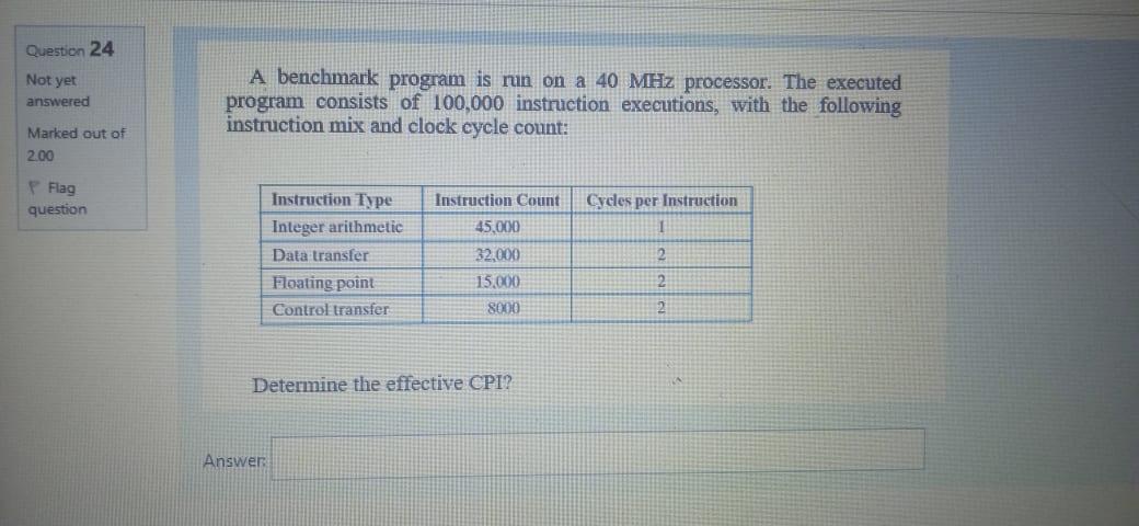 Solved Question 24 Not yet answered A benchmark program is | Chegg.com