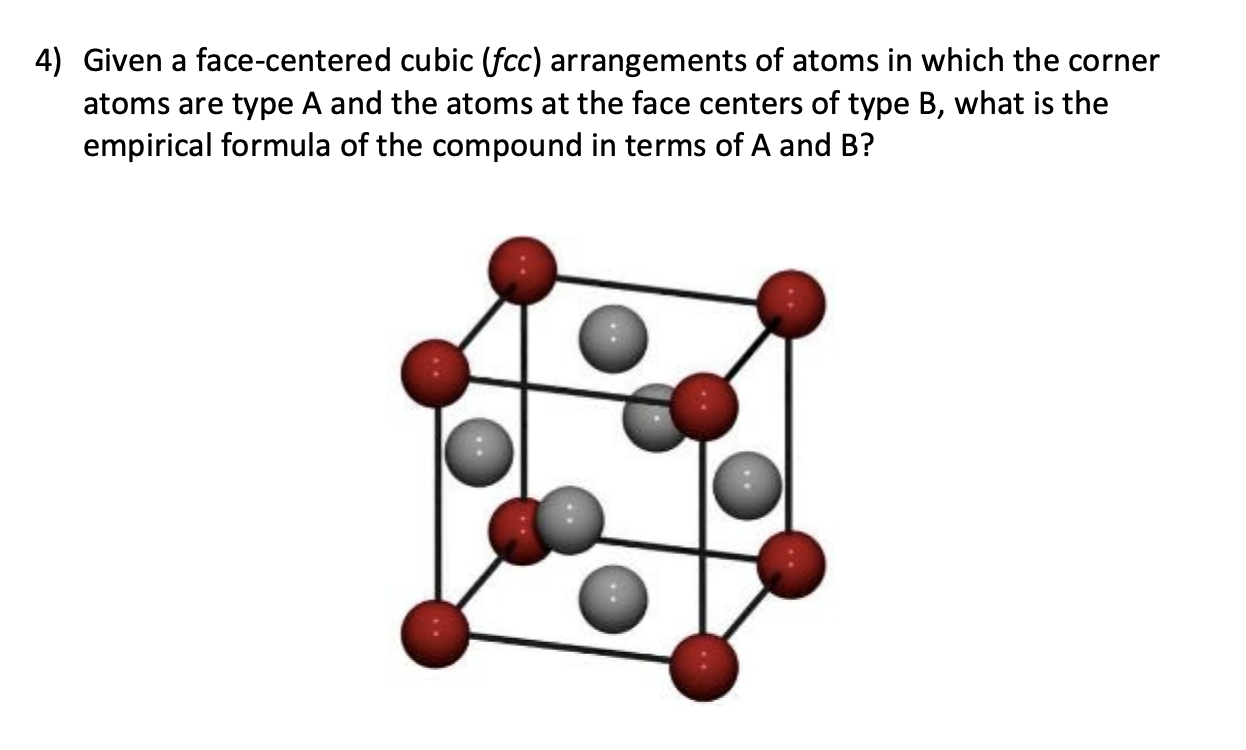 Solved 4) Given a face-centered cubic (fcc) arrangements of | Chegg.com