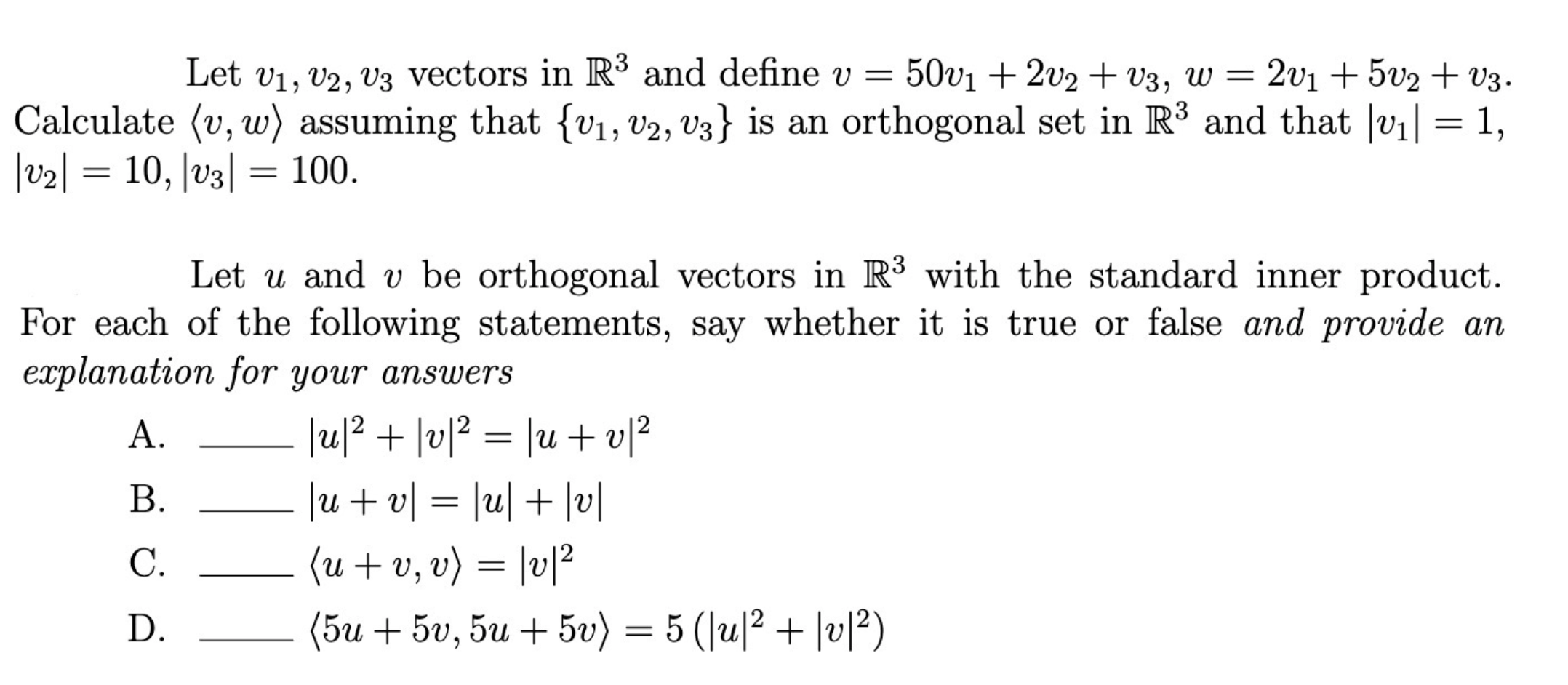 Solved Let v1,v2,v3 vectors in R3 and define | Chegg.com