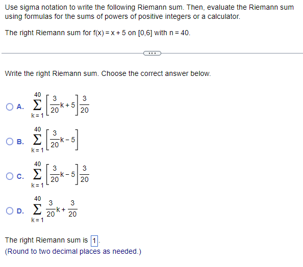 Solved Use sigma notation to write the following Riemann | Chegg.com