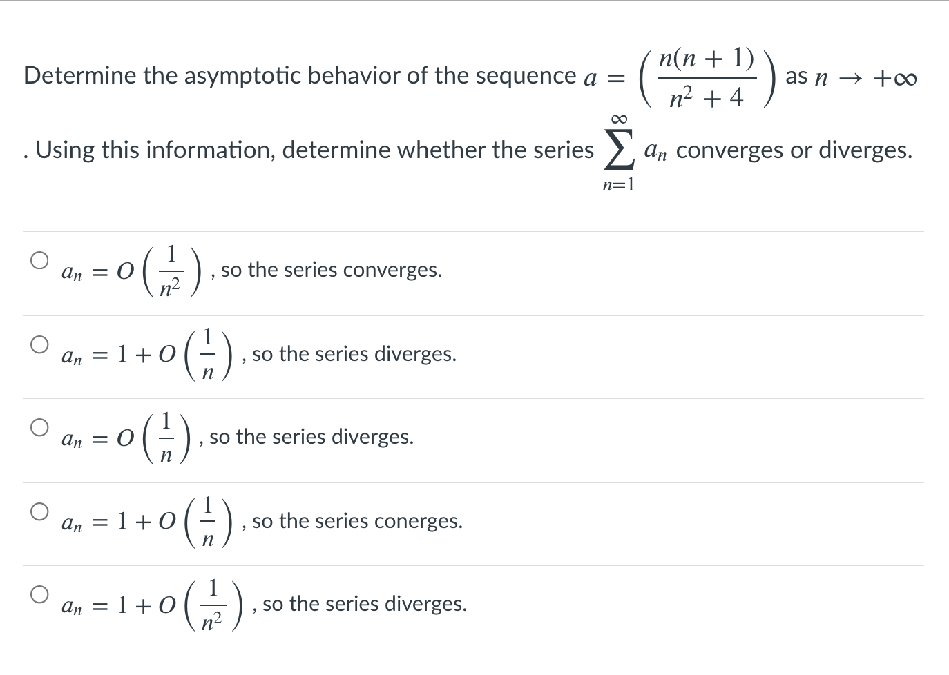 Solved Determine the asymptotic behavior of the sequence a = | Chegg.com