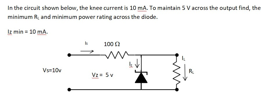 Solved In the circuit shown below, the knee current is 10 | Chegg.com