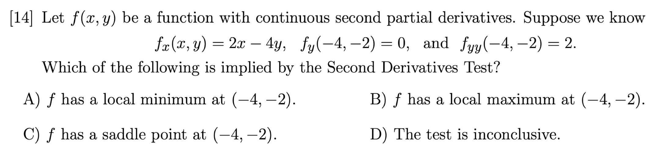 Solved 14 Let Fxy Be A Function With Continuous Second 