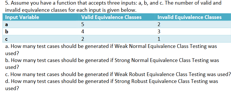Solved 5. Assume you have a function that accepts three | Chegg.com