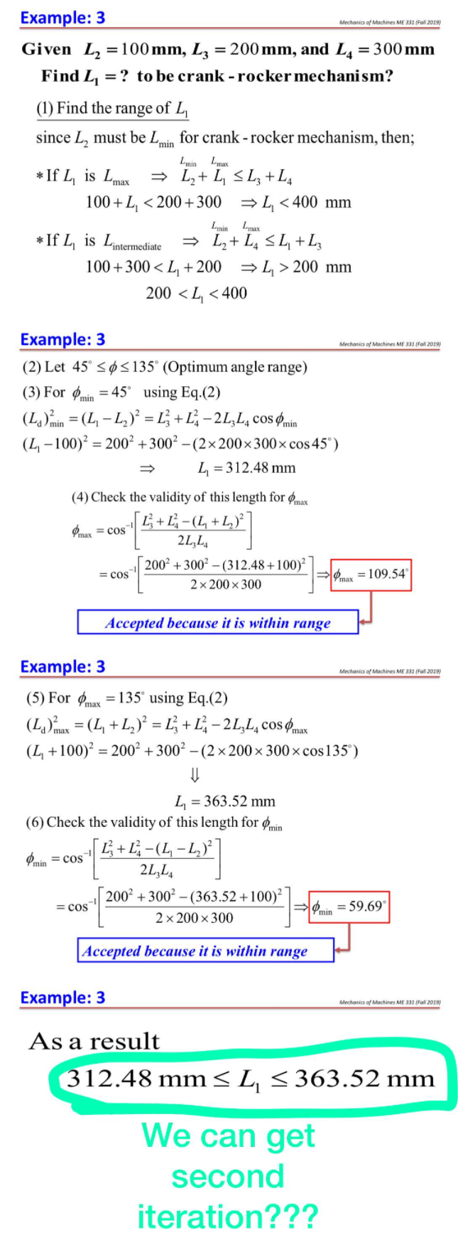Solved Mechanics Of Machines Me 331 Fall 2019 Example 3 Chegg