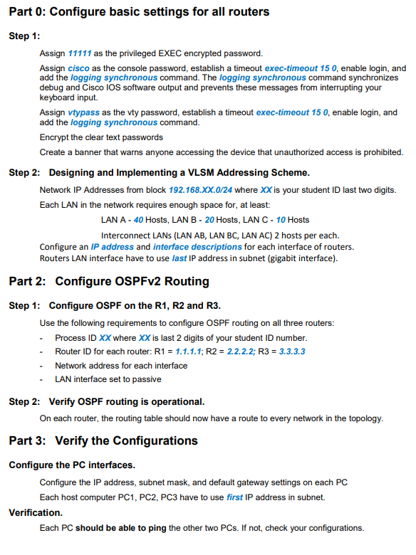 Packet Tracer - Configuring OSPFv2 in a Single Area | Chegg.com