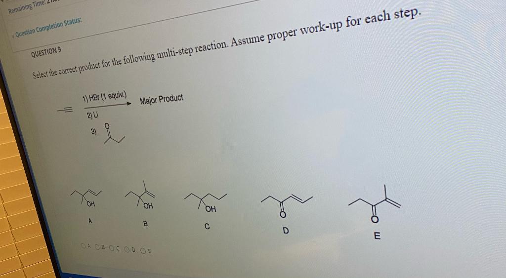 Solved Remaining Time: 2 Question Completion Status: | Chegg.com