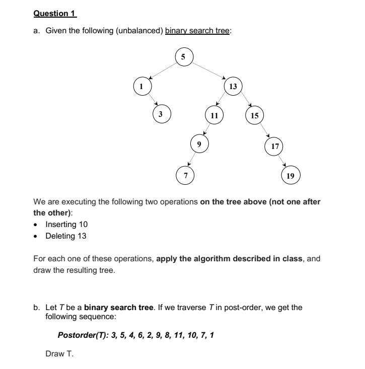 Solved Question 1 A Given The Following Unbalanced Binary