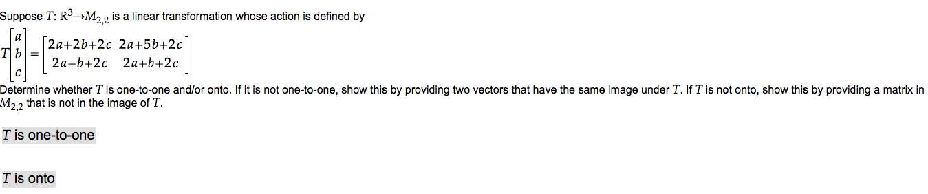 Solved Suppose T: R M 22 is a linear transformation whose | Chegg.com