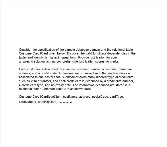 Consider the specification of the sample database | Chegg.com