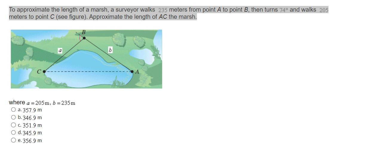 Solved To approximate the length of a marsh, a surveyor | Chegg.com