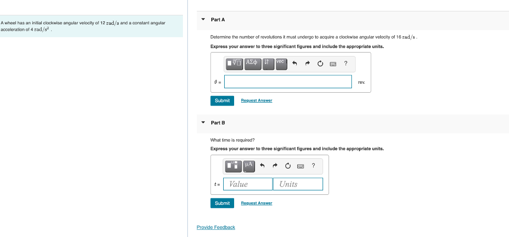 Solved Part A A wheel has an initial clockwise angular | Chegg.com