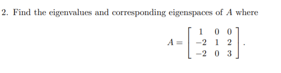 Solved 2. Find the eigenvalues and corresponding eigenspaces | Chegg.com