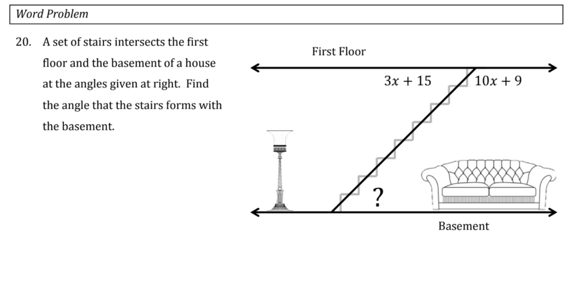 Solved Word Problem 20. A set of stairs intersects the first | Chegg.com