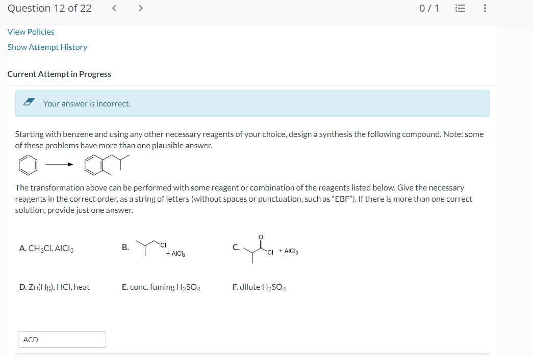 Solved Current Attempt in Progress Your answer is incorrect. | Chegg.com
