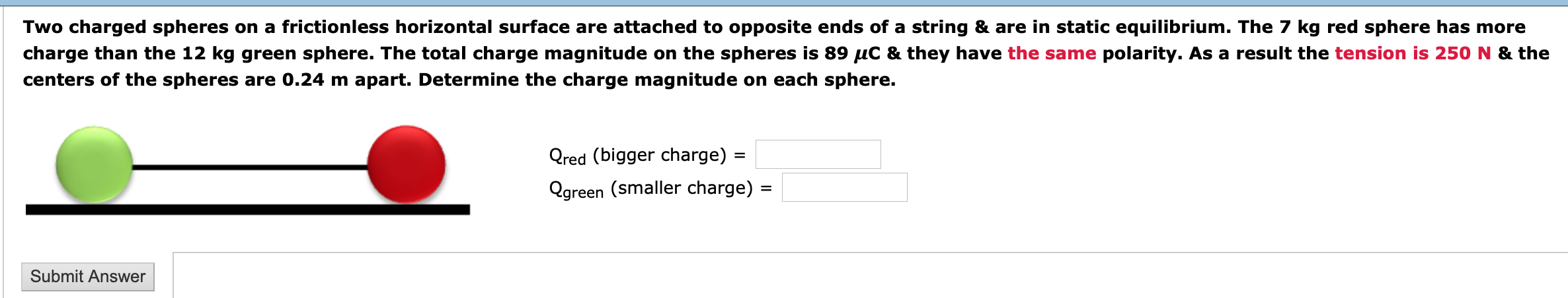 Solved Two charged spheres on a frictionless horizontal | Chegg.com