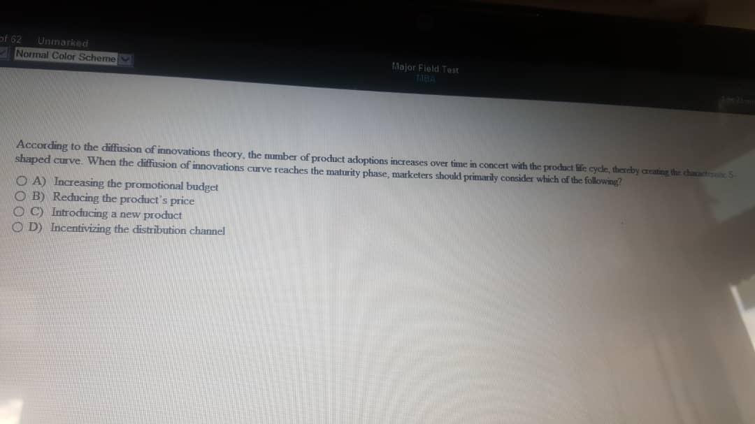 Solved Unmarked Normal Color Scheme Talajor Fleld Test Due Chegg
