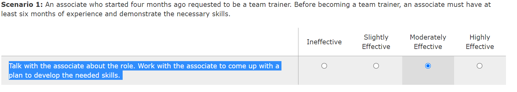 Solved Scenario 1: An associate who started four months ago | Chegg.com