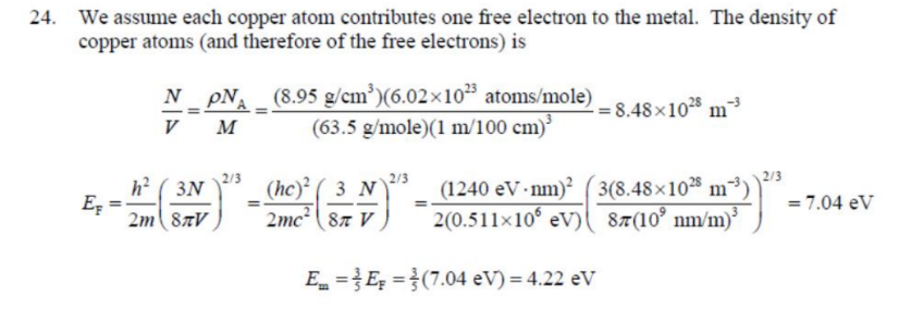 Solved 24. Compute the Fermi energy and the average electron | Chegg.com