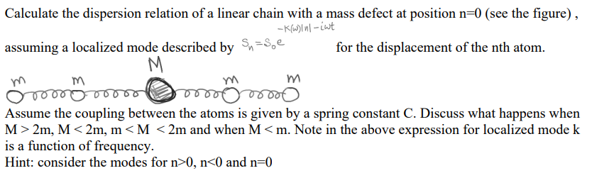 Solved Calculate the dispersion relation of a linear chain | Chegg.com