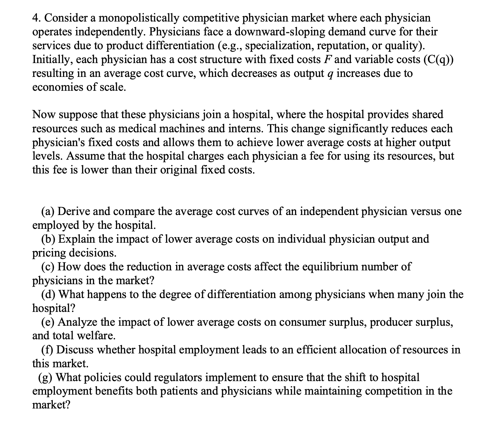 Solved Consider a monopolistically competitive physician | Chegg.com