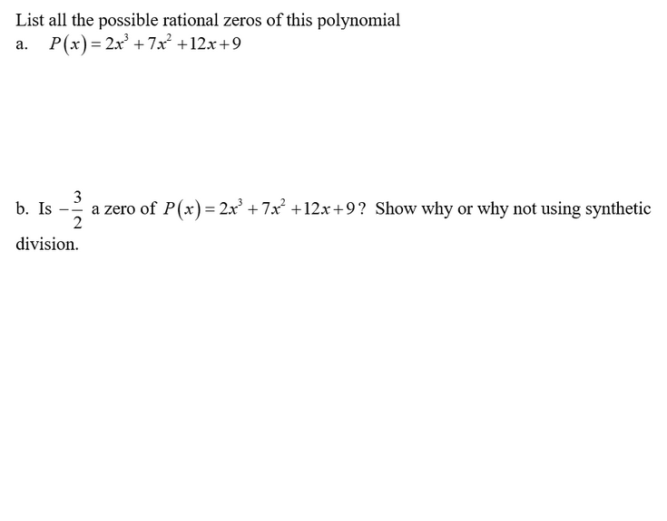 Solved List all the possible rational zeros of this | Chegg.com
