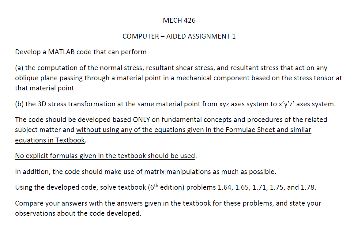 Solved 1.64. The state of stress at a point in an x, y, z | Chegg.com