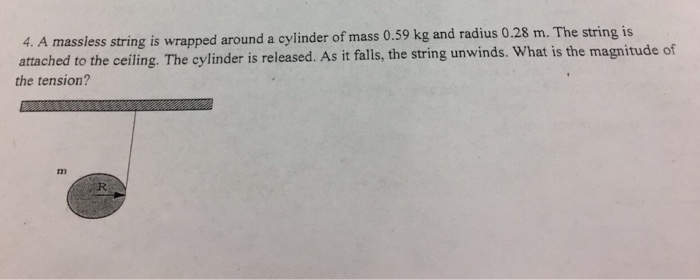 Solved A massless string is wrapped around a cylinder of | Chegg.com