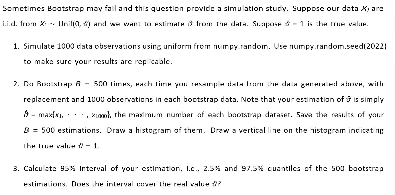 Solved Sometimes Bootstrap may fail and this question | Chegg.com