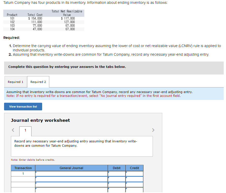 Solved Tatum Company has four products in its inventory. | Chegg.com