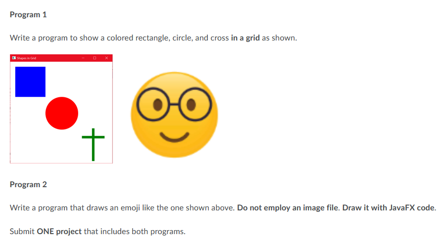 Solved Program 1 Write a program to show a colored | Chegg.com