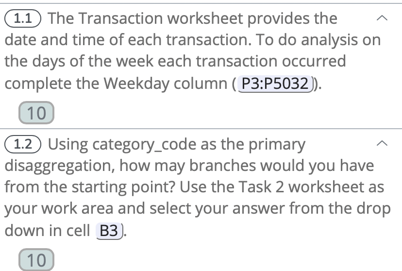 Solved (1.1) The Transaction worksheet provides the date and | Chegg.com
