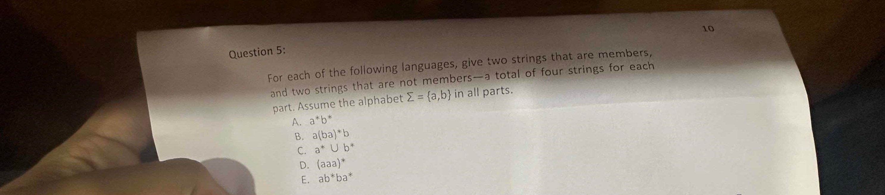 Solved Question 5:For each of the following languages, give | Chegg.com