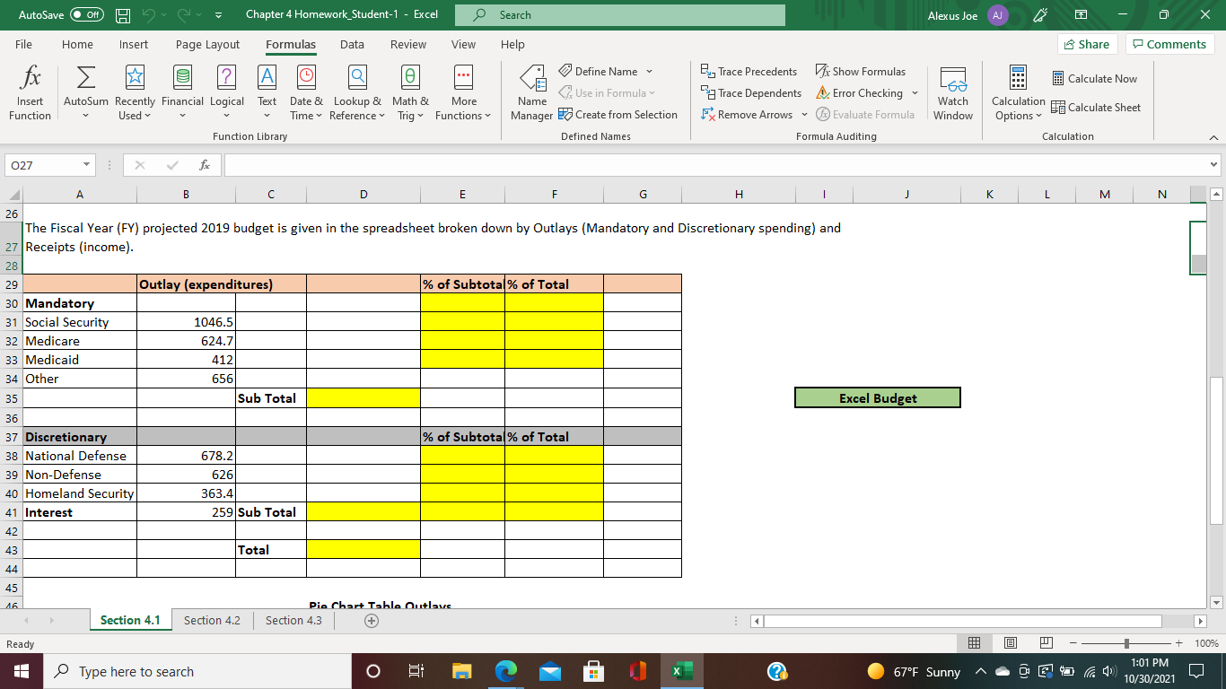 Solved AutoSave Off Chapter 4 Homework_Student-1 - Excel | Chegg.com