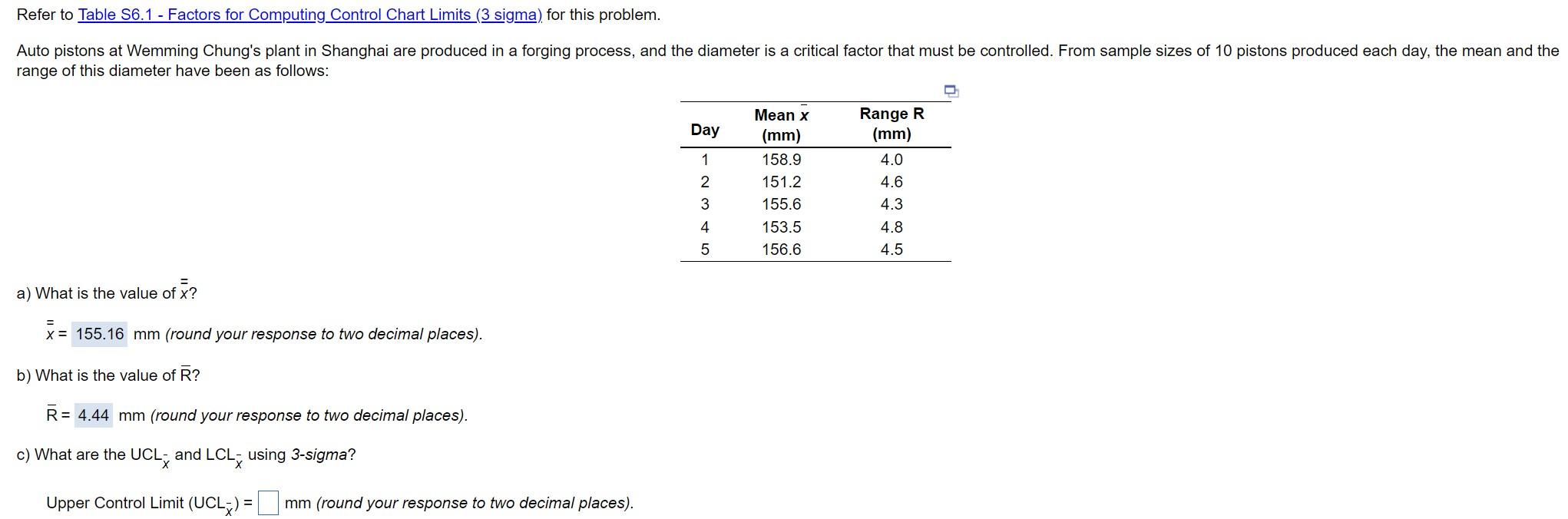 Solved Refer to Table S6.1 - Factors for Computing_Control | Chegg.com