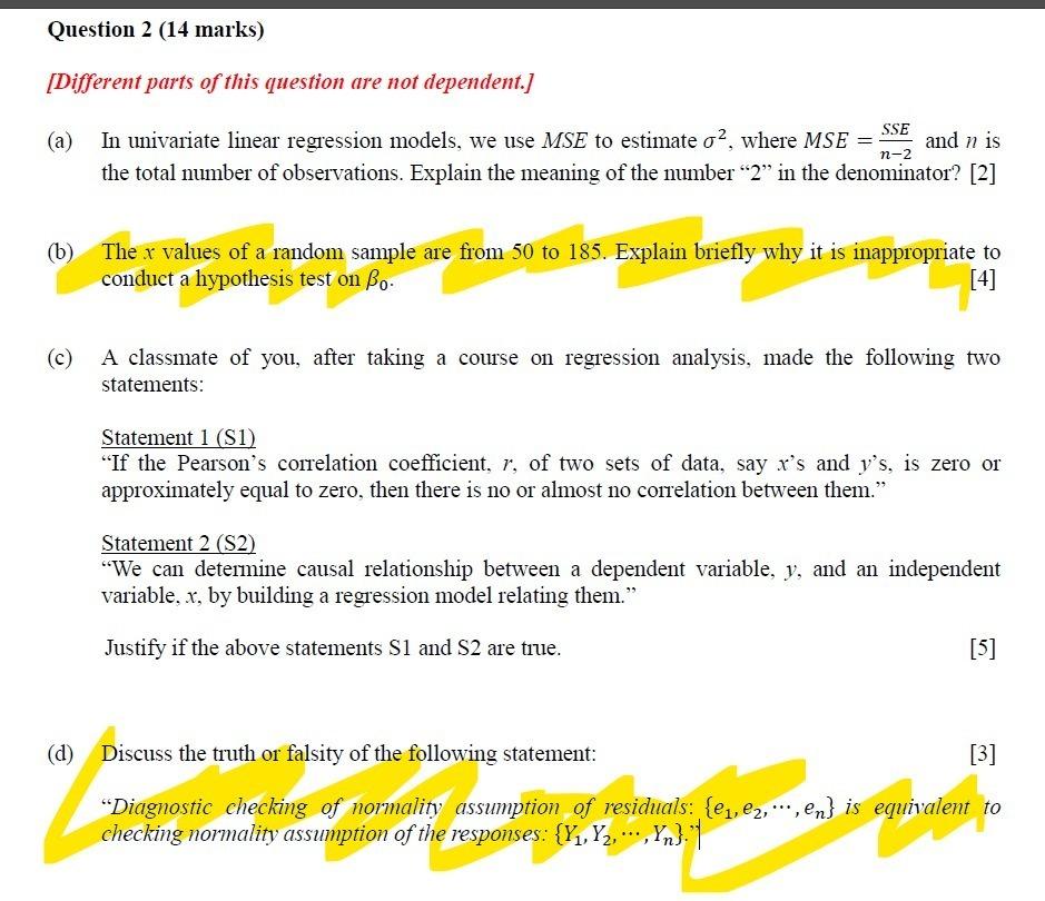Solved Question 2 (14 marks) [Different parts of this | Chegg.com