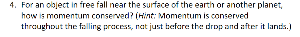Solved 4. For an object in free fall near the surface of the | Chegg.com