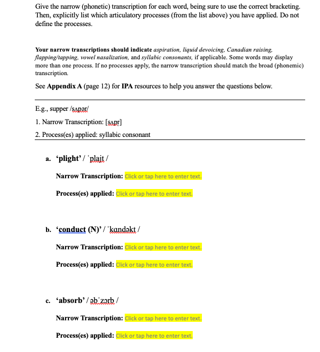 Give the narrow (phonetic) transcription for each | Chegg.com