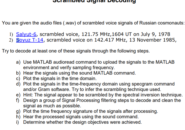 Solved You are given the audio files (.wav) of scrambled | Chegg.com
