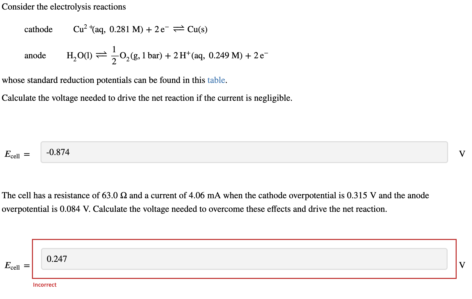 Solved Consider the electrolysis reactions cathode anode | Chegg.com