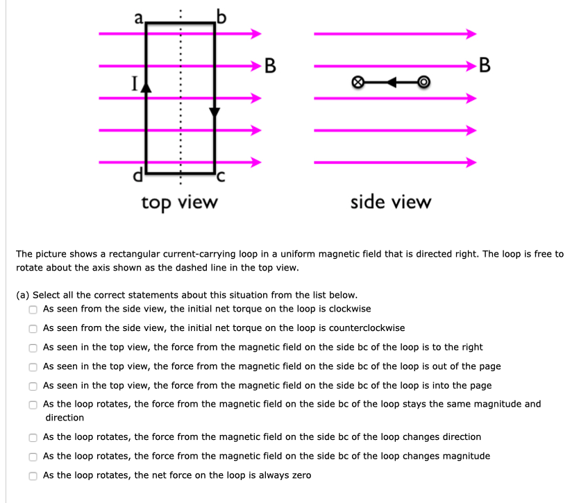 Solved The picture shows a rectangular current-carrying loop | Chegg.com