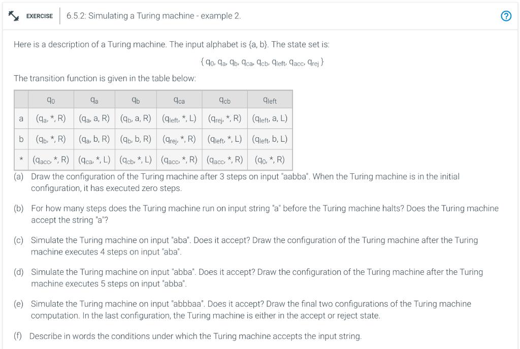 Solved Here is a description of a Turing machine. The input | Chegg.com