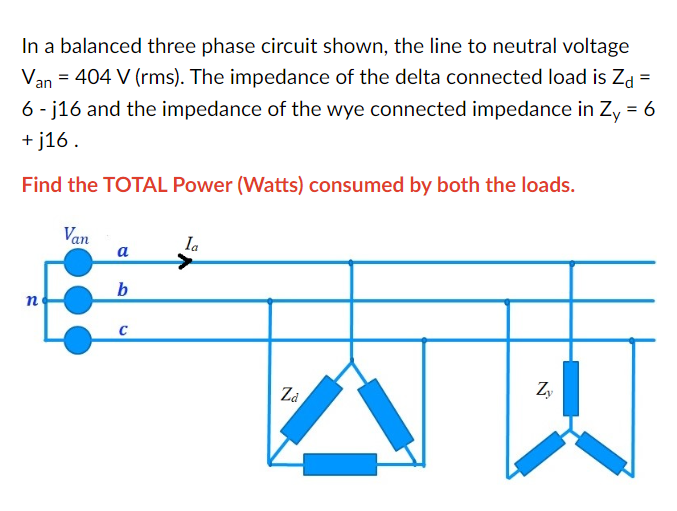 Solved In a balanced three phase circuit shown, the line to | Chegg.com