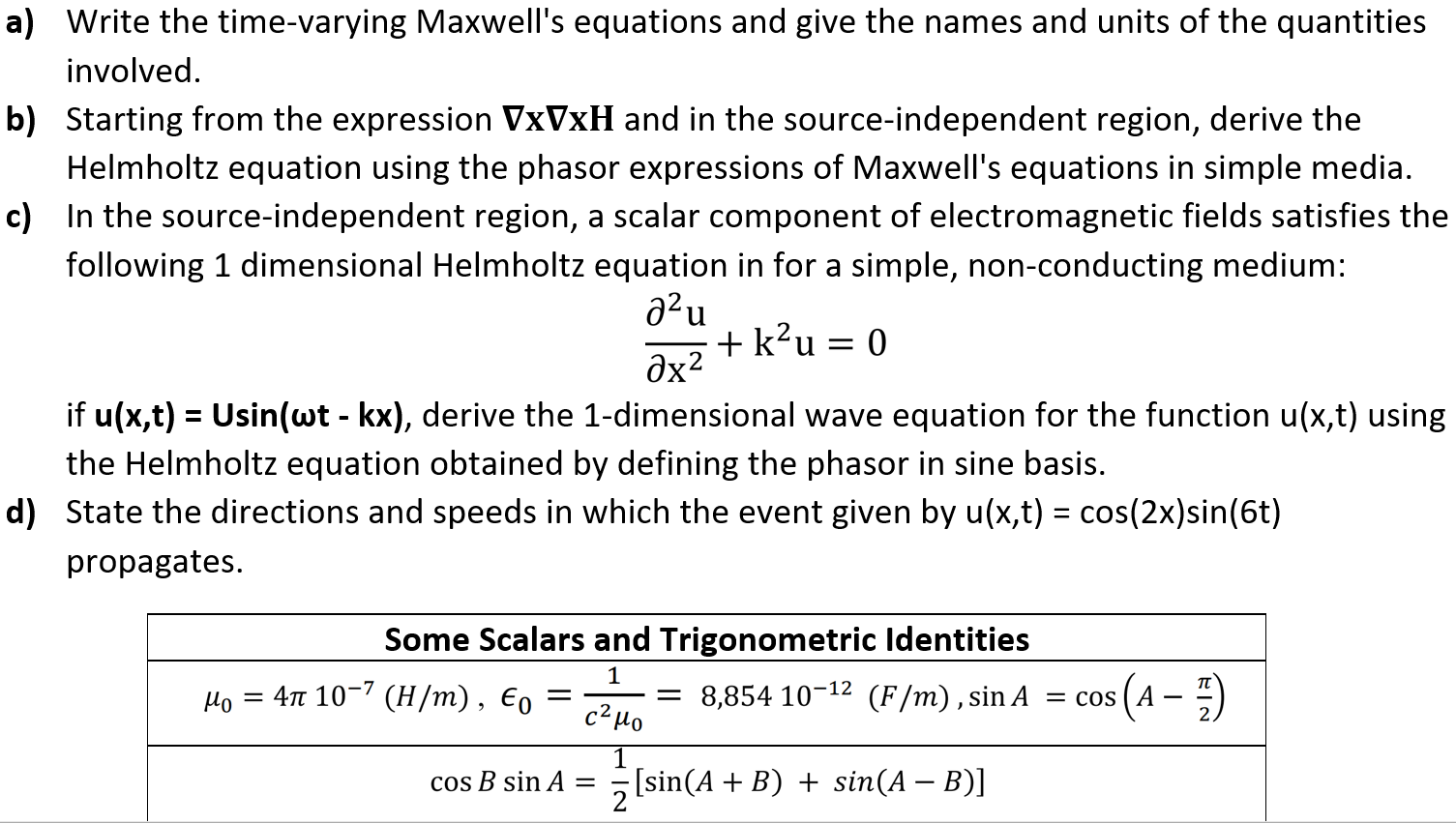 Solved Write the time-varying Maxwell's equations and give | Chegg.com